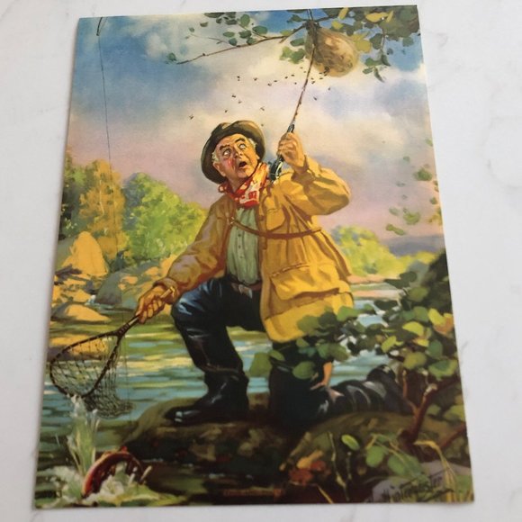 Hy Hintermeister | Art | Vintage Calendar Art Print Of Man Fishing By ...